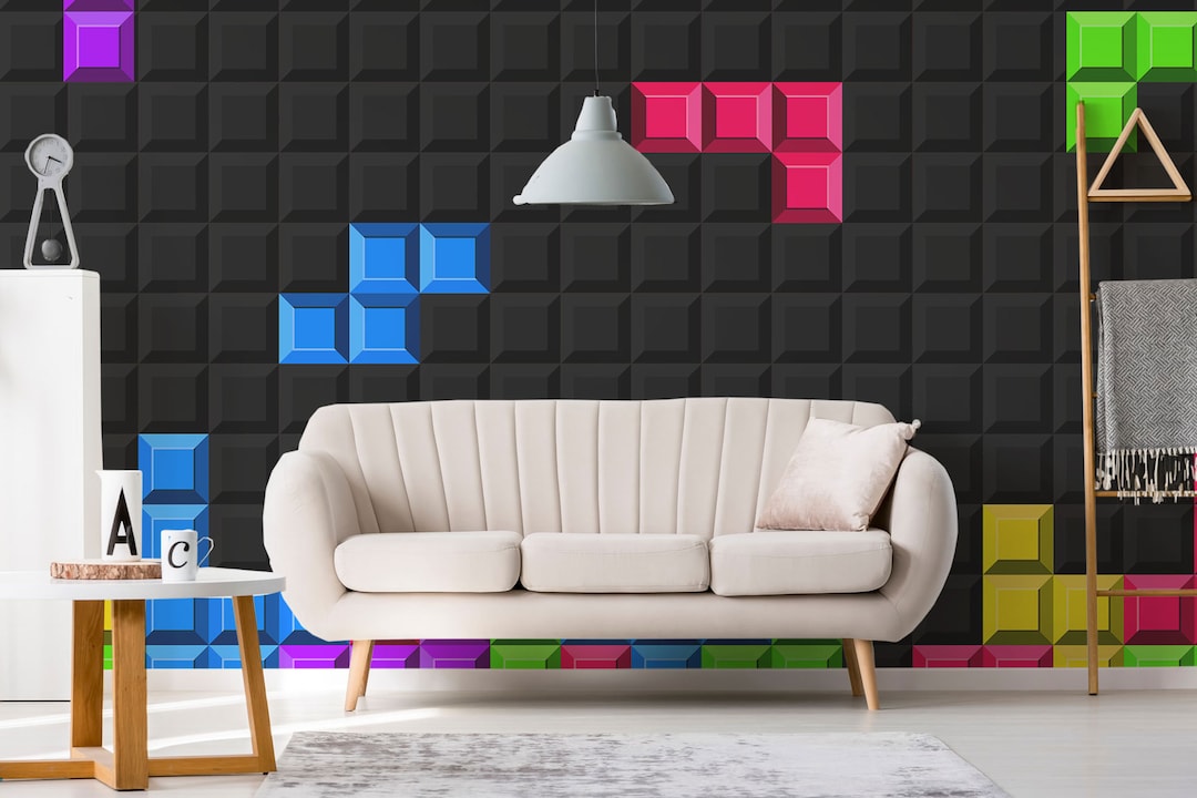 Video Game Removable Vinyl Mural / Peel and Stick Tetris - Etsy