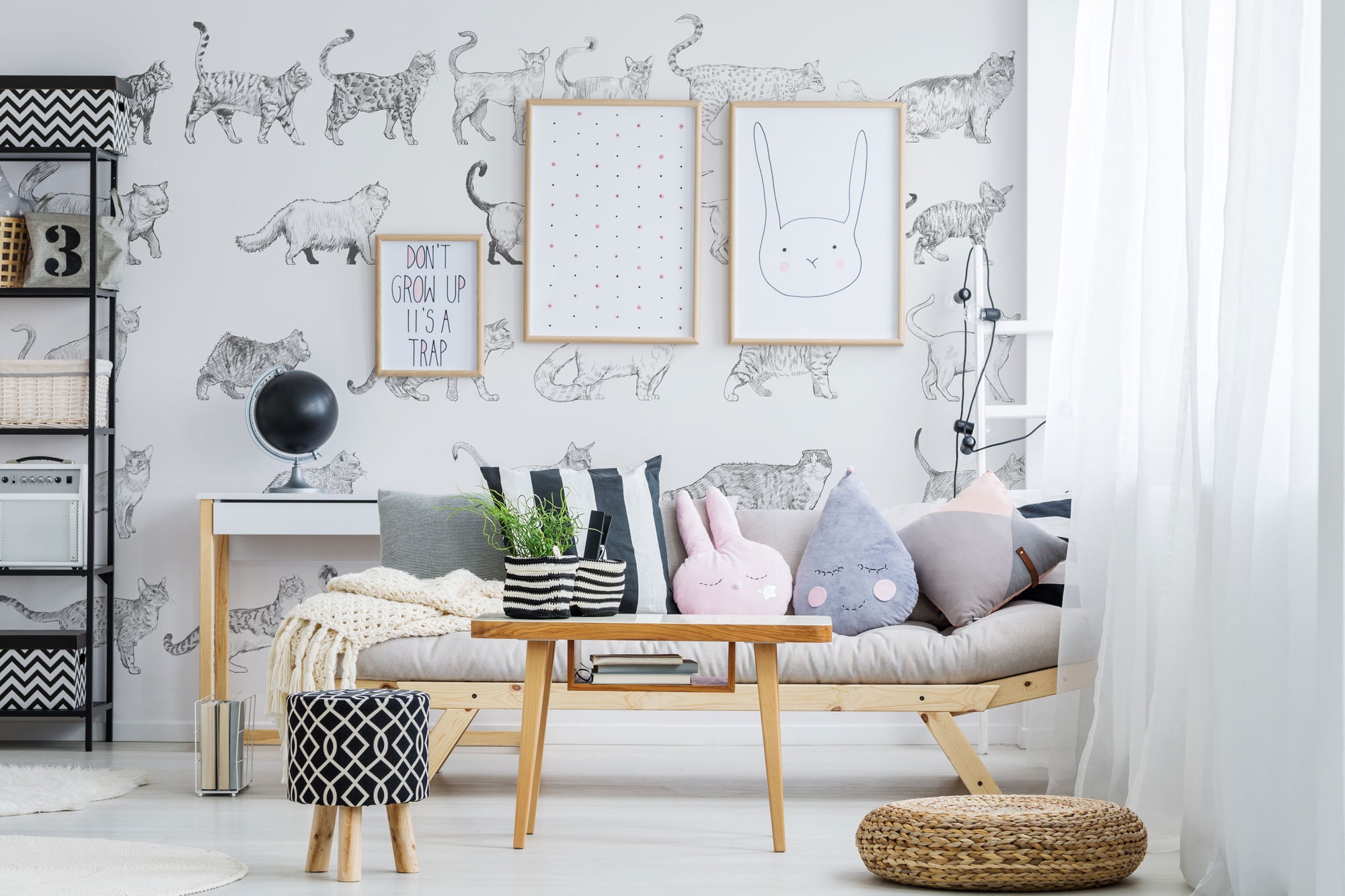 Cat Breed Removable Vinyl Mural / Peel and Stick Cat Wallpaper - Etsy