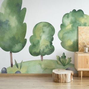 Tree Removable Vinyl Mural / Peel and Stick Watercolor Pattern ...