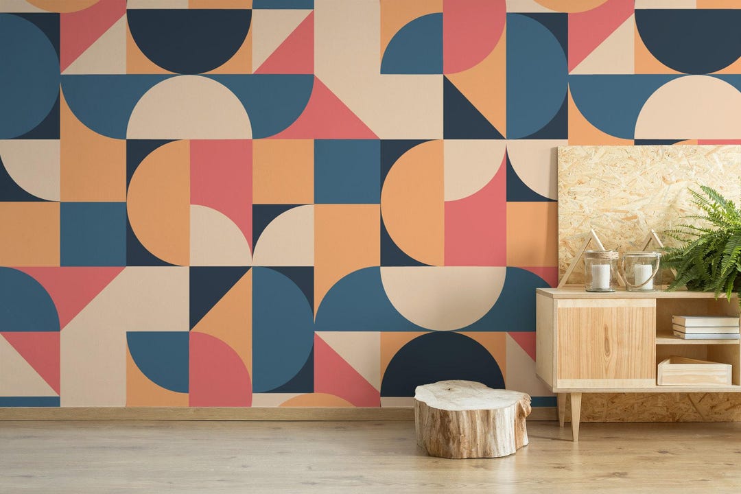 Geometric Circle Pattern Mural – Peel and Stick Wallpaper - Etsy