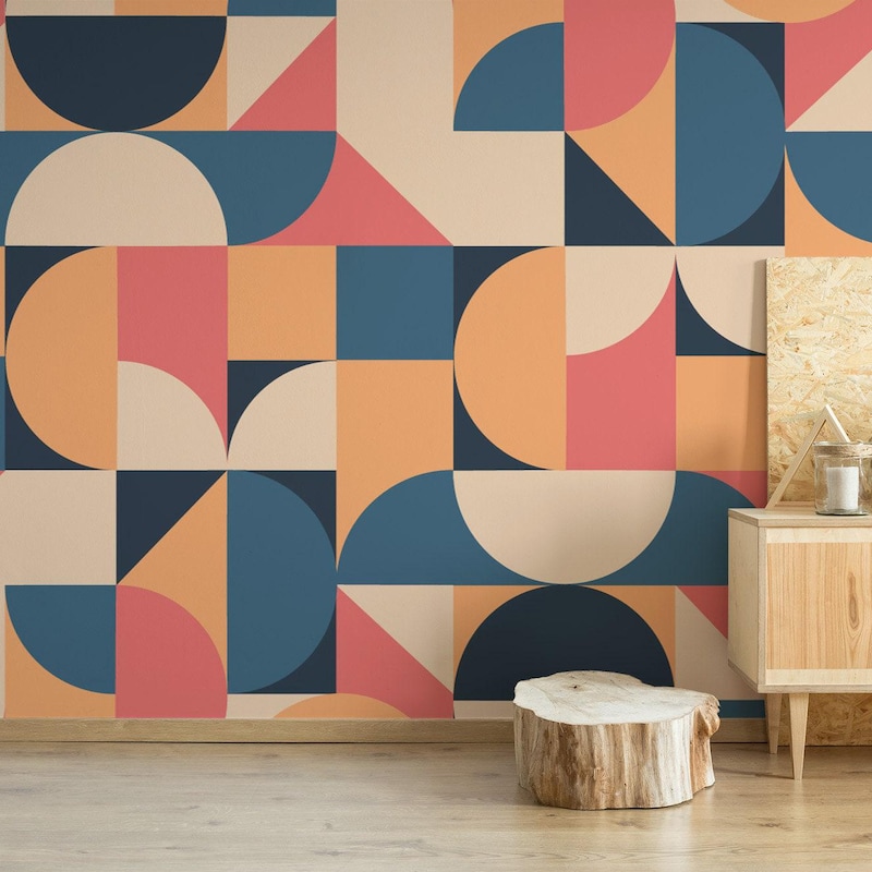 Geometric Wall Mural - Etsy