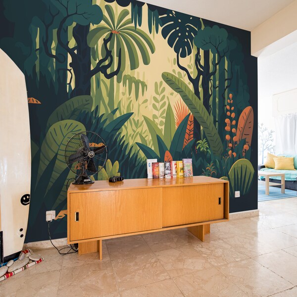 Tropical Mural Wallpaper - Etsy