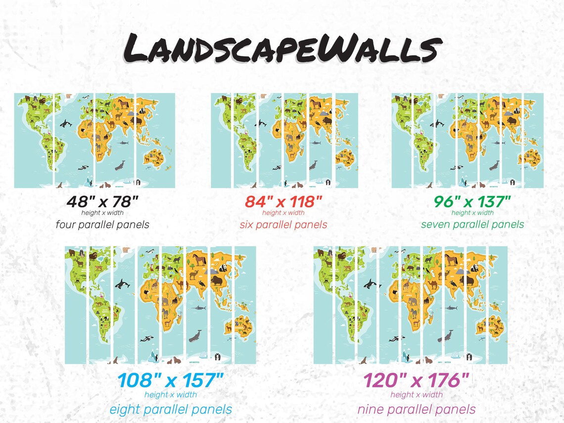 World Map Removable Vinyl Mural / Peel and Stick World Map - Etsy