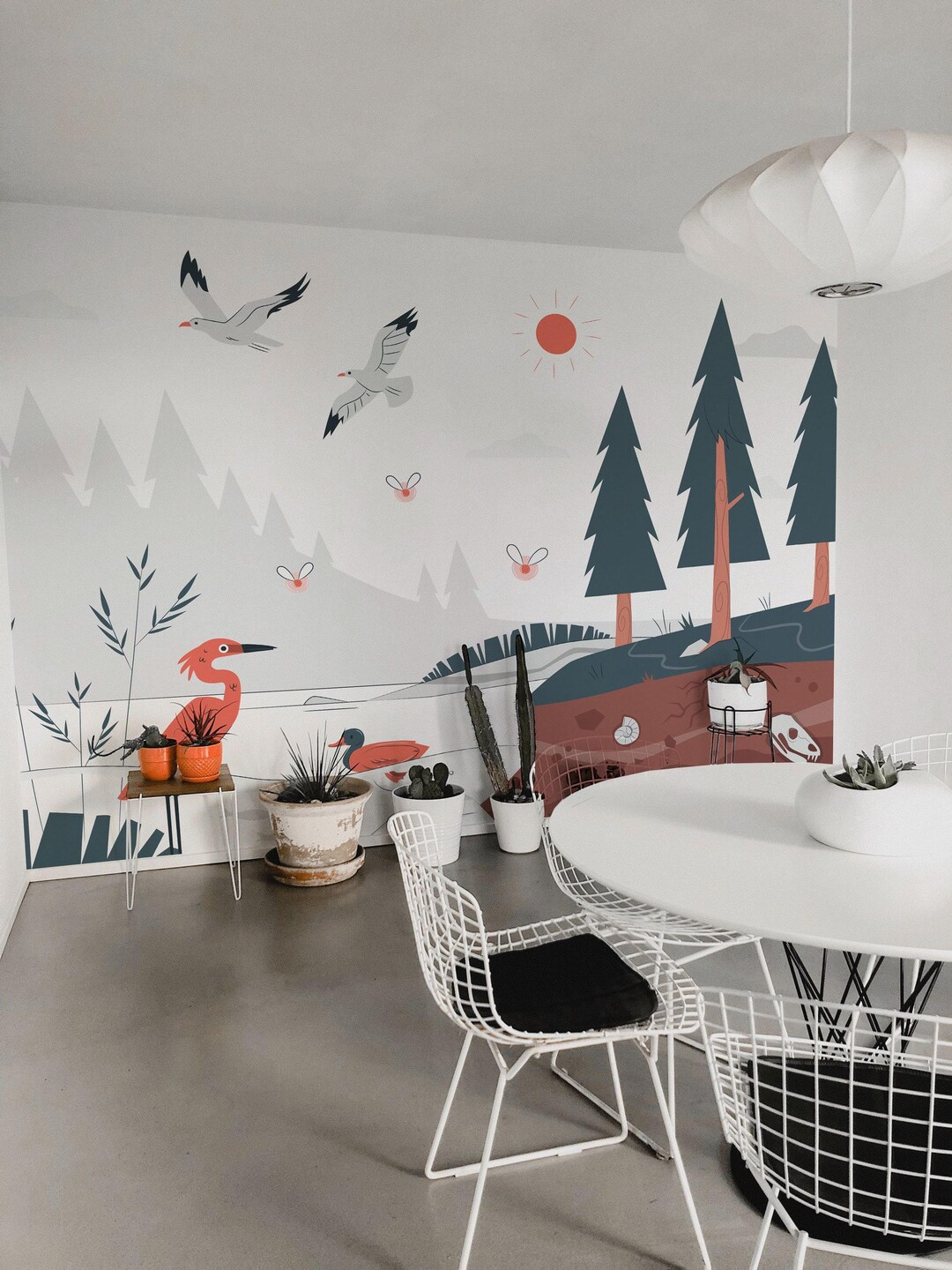 Ecosystem Wall Mural – Peel and Stick Art, Birds & Trees - Etsy