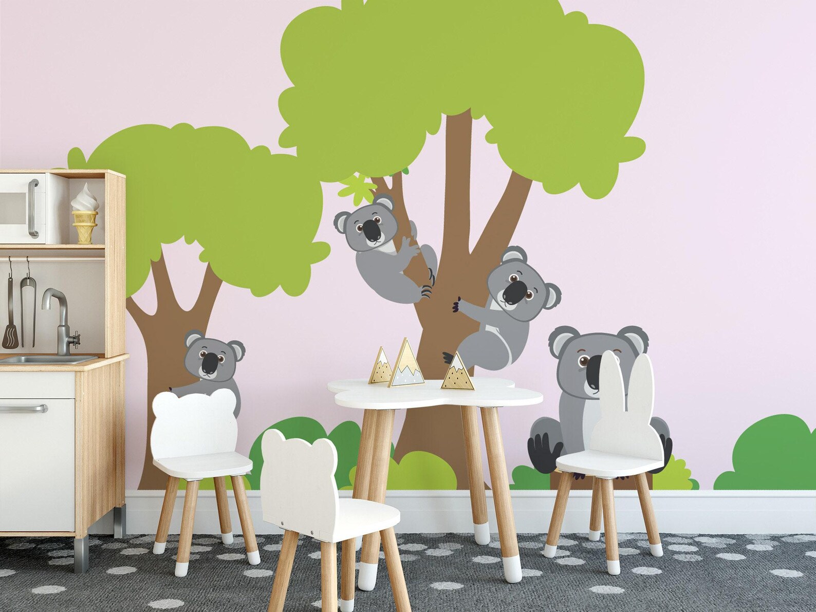 Koala Removable Vinyl Mural / Peel and Stick Tree Pattern Wallpaper ...