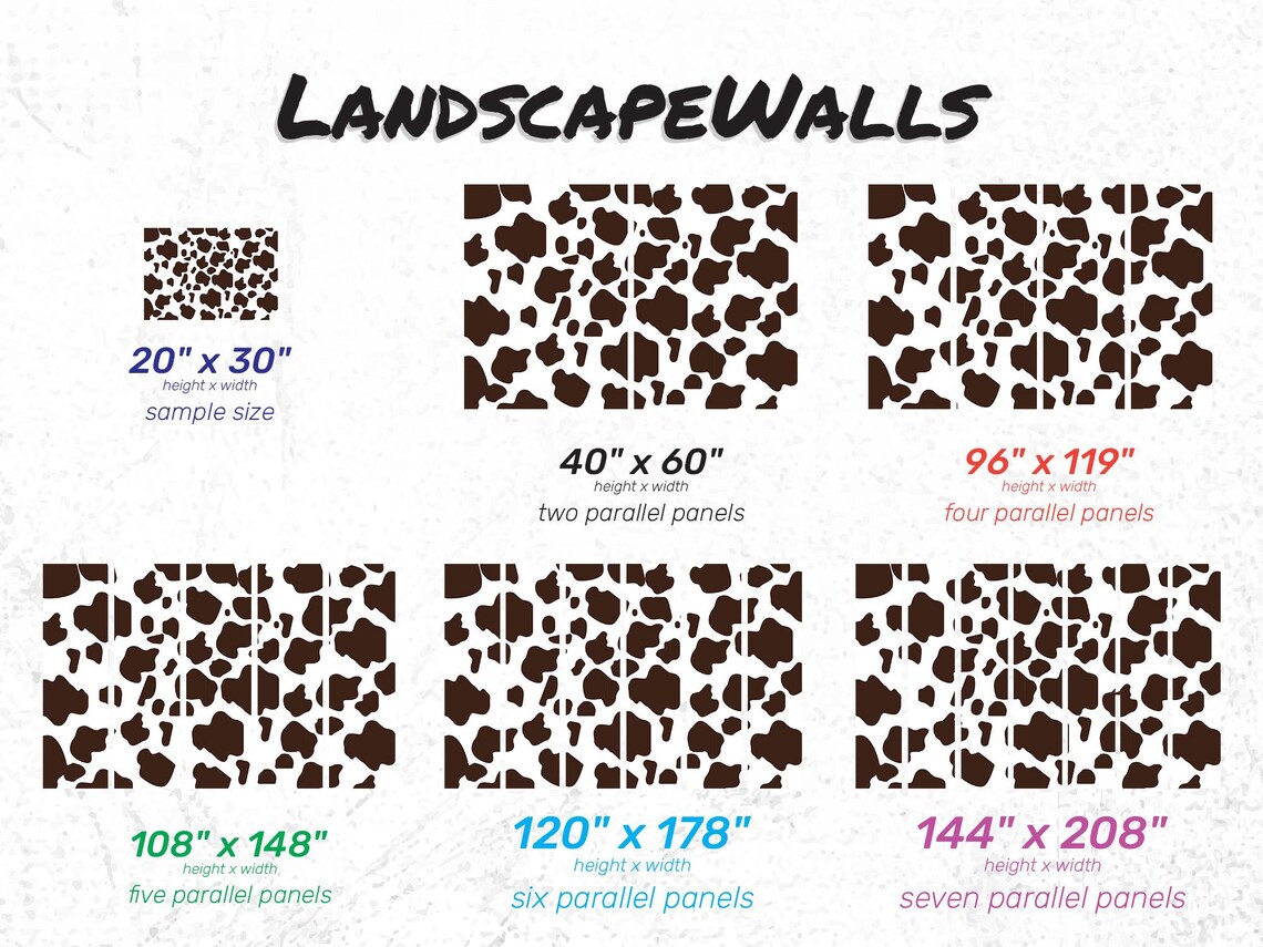 Cow Print Removable Vinyl Mural / Peel and Stick Brown Pattern ...