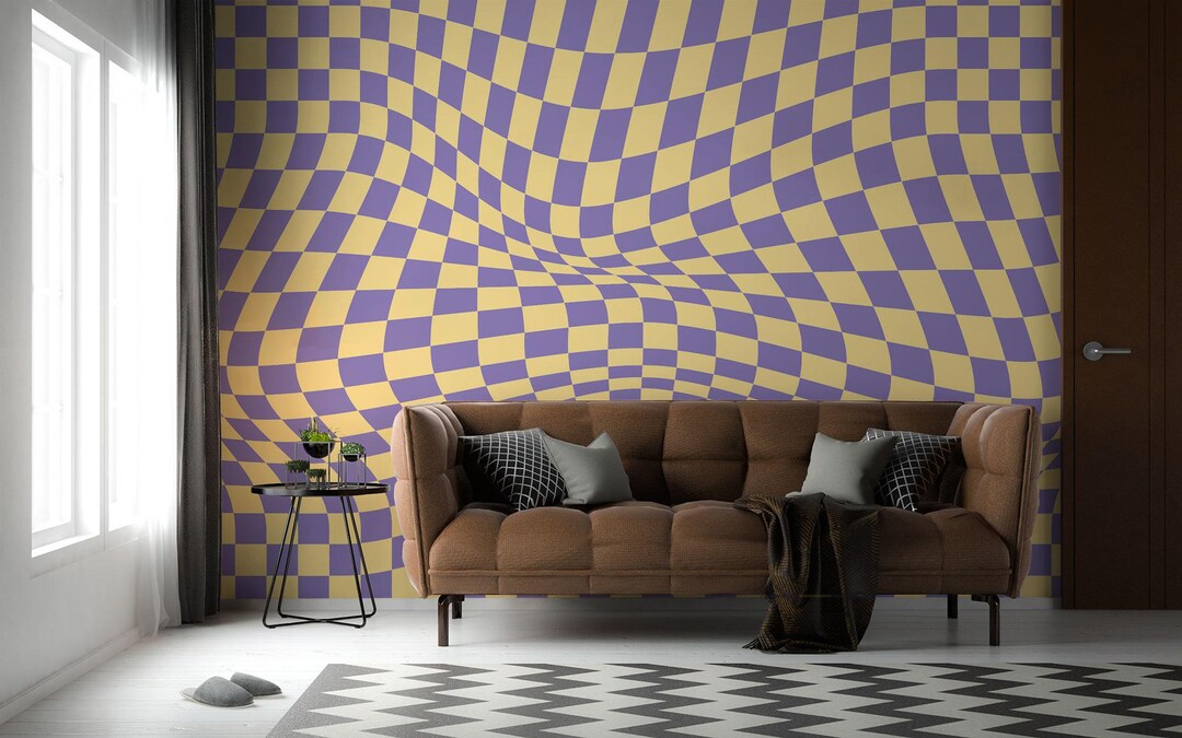 Checkered Removable Vinyl Mural / Peel and Stick Funky Pattern ...