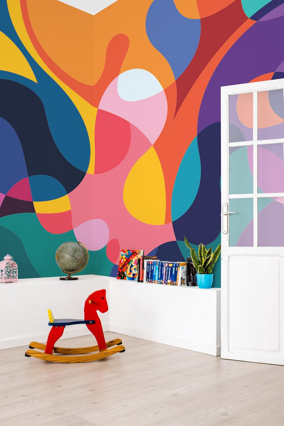 Colorful Geometric Removable Mural / Peel and Stick Bold Abstract ...