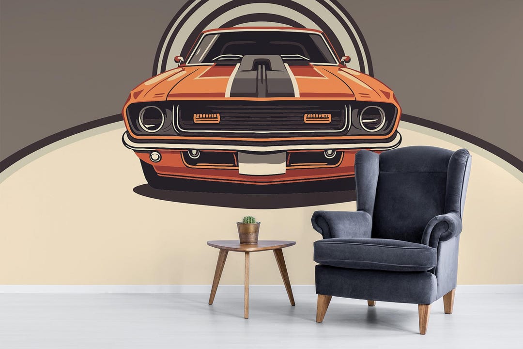 Retro Race Car Wallpaper / Peel & Stick Vintage Racing Wall Mural ...