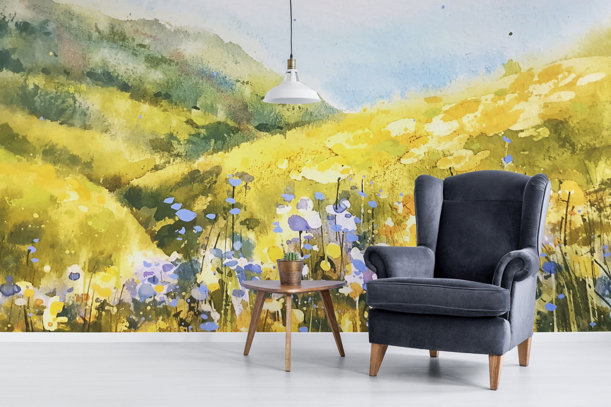 Watercolour scenery removable vinyl mural / Peel and stick | Etsy