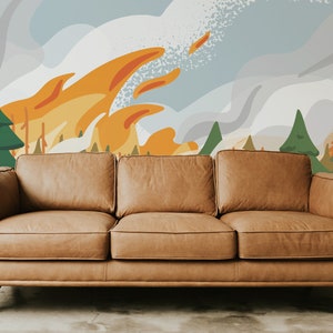 Wildfire Removable Vinyl Mural / Peel and Stick Fire Wallpaper ...