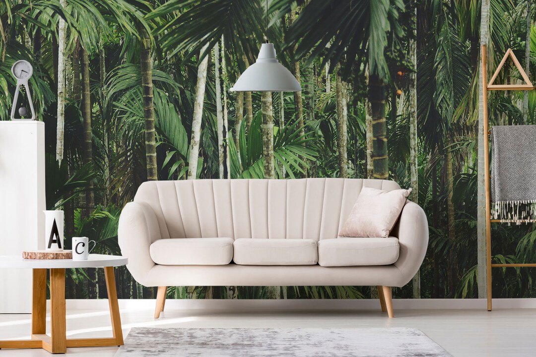 Jungle Removable Vinyl Mural / Peel and Stick Forest Wallpaper ...