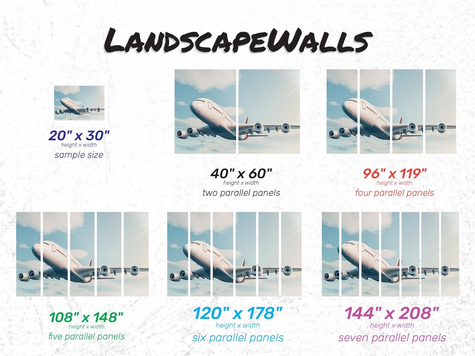 Airplane Removable Vinyl Mural / Peel and Stick Sky Pattern Wallpaper ...