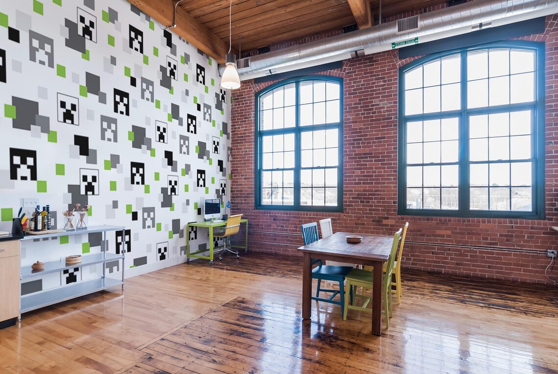 Creeper Block Game Wallpaper / Pixel Art Wall Mural / 8 Bit Gaming ...