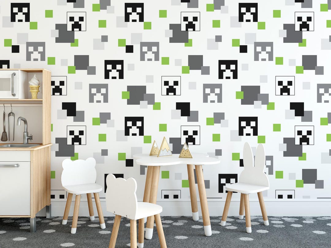 Creeper Block Game Wallpaper / Pixel Art Wall Mural / 8 Bit Gaming ...
