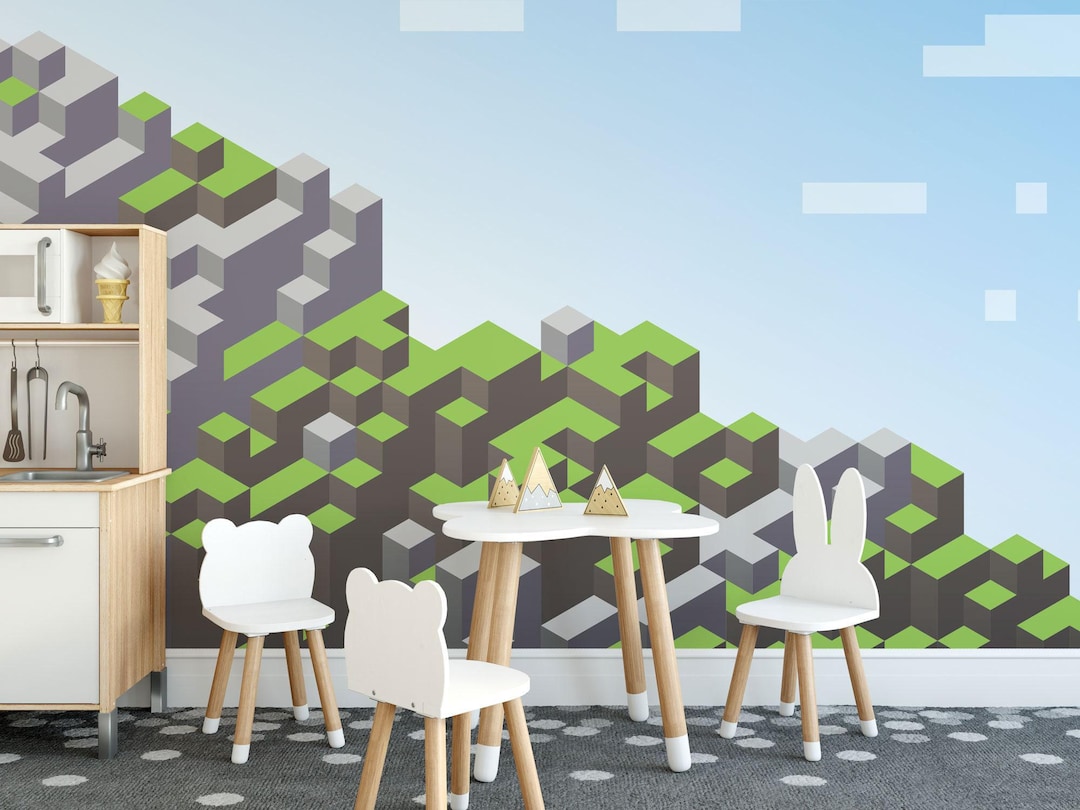 Virtual World Removable Vinyl Mural / Peel and Stick Pixelart Pattern ...