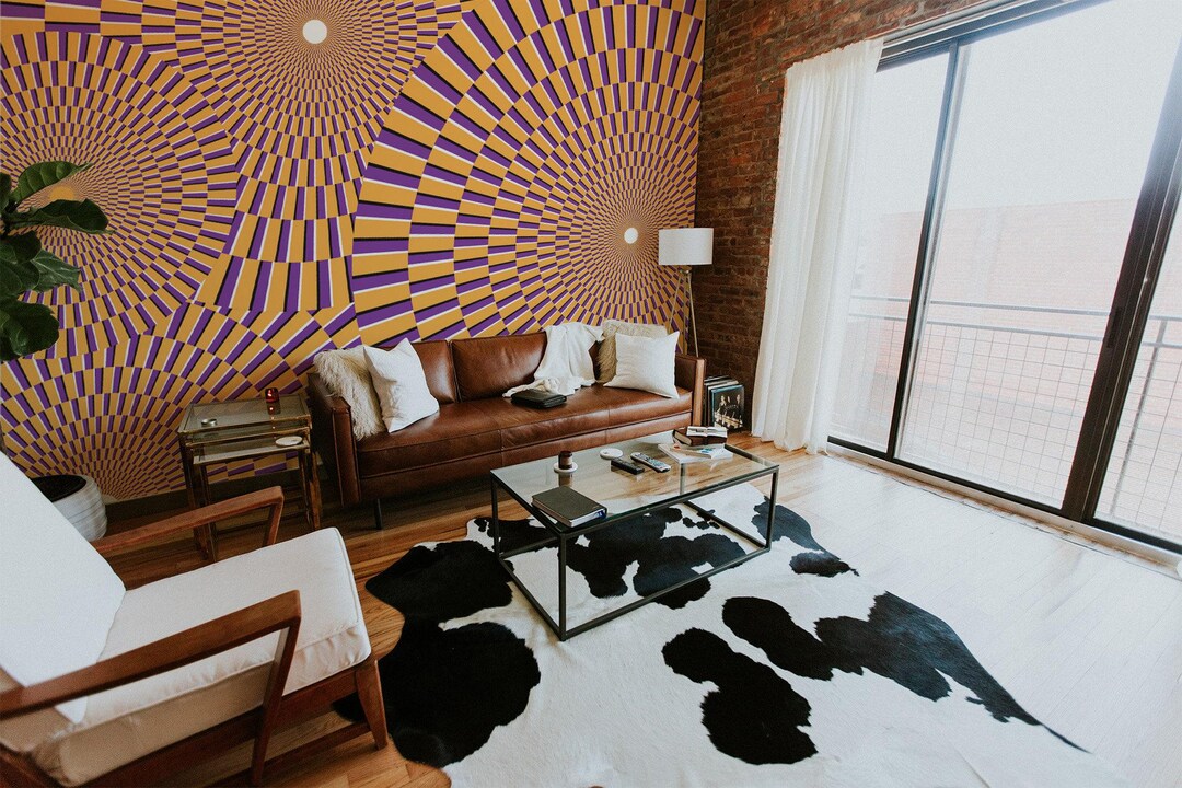 Trippy Groovy Peel and Stick Mural – Optical Illusion Wallpaper - Etsy