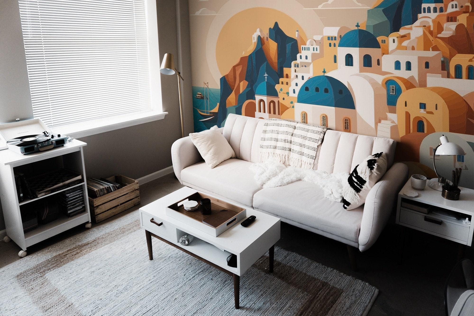 Santorini Vacation Removable Vinyl Mural / Peel and Stick Greece ...