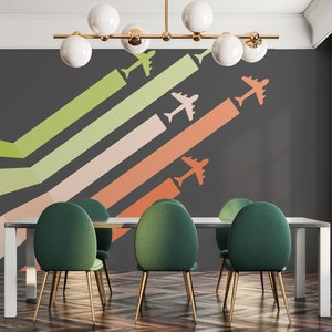 Plane Removable Vinyl Mural / Peel and Stick Airplane Wallpaper / Plane ...