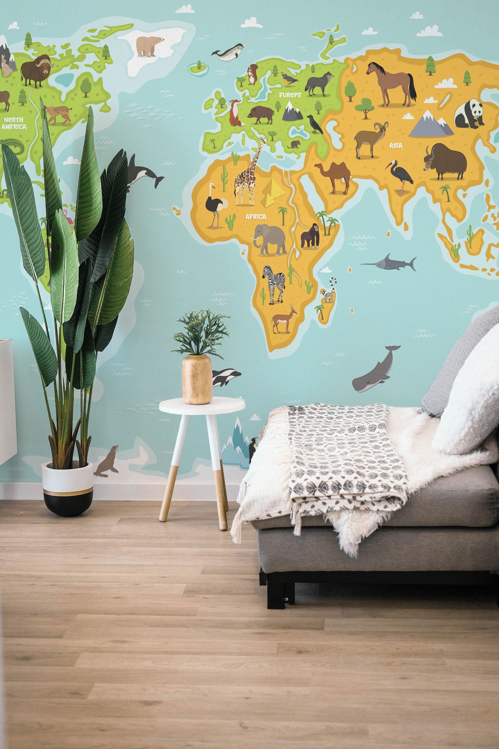 World Map Removable Vinyl Mural / Peel and Stick World Map - Etsy
