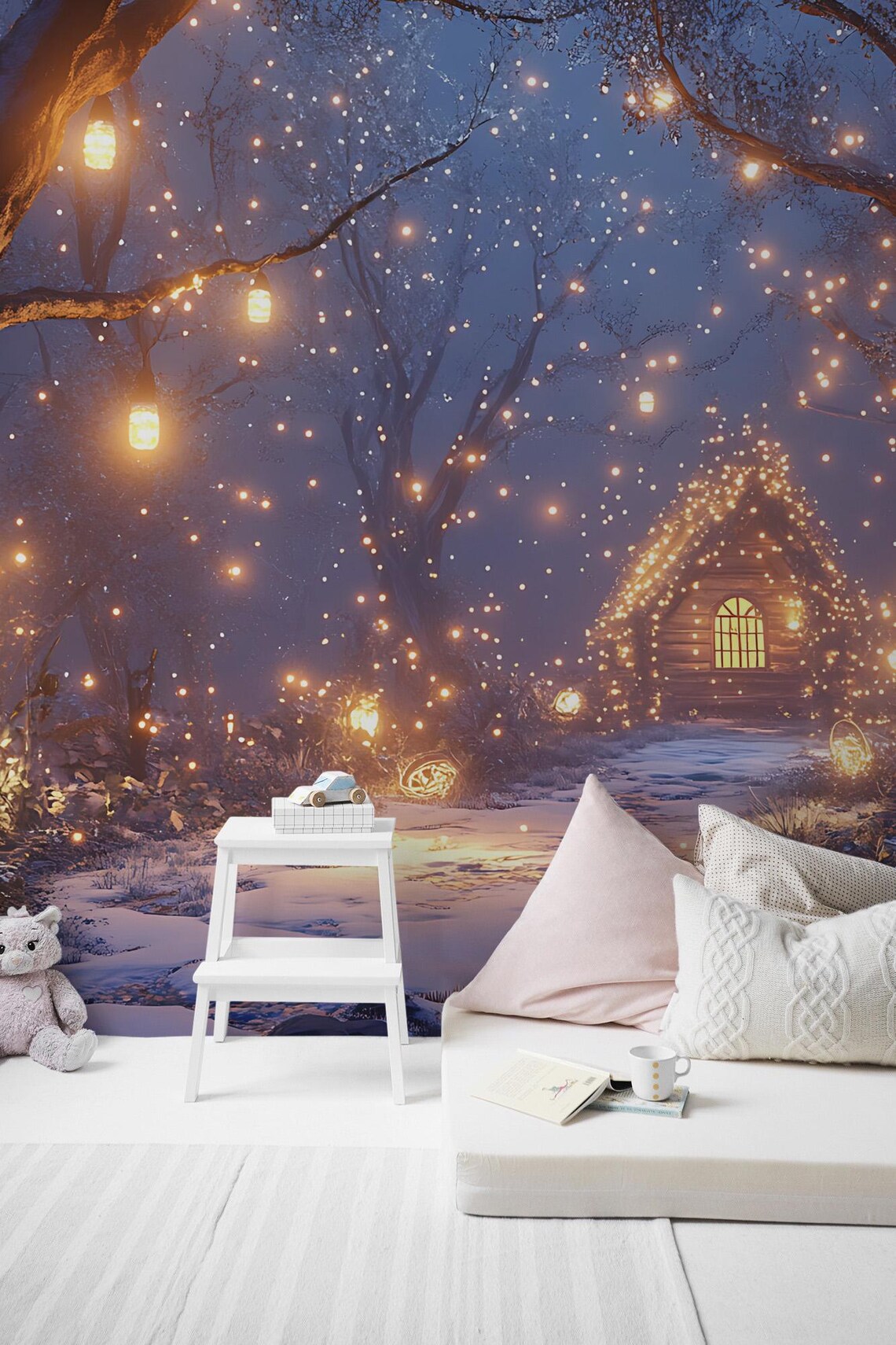 Glowing Forest Removable Vinyl Mural / Illuminated Forest Path ...