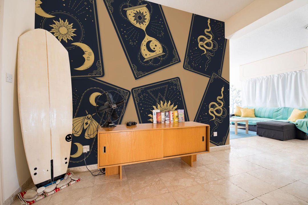 Tarot Card Mural – Peel and Stick Astrology Wallpaper - Etsy