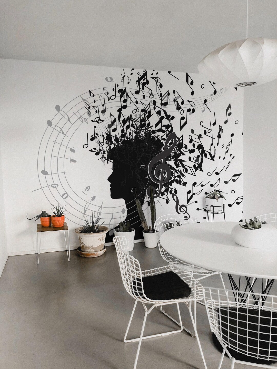 Music Removable Vinyl Mural / Peel and Stick Notes Pattern Wallpaper ...
