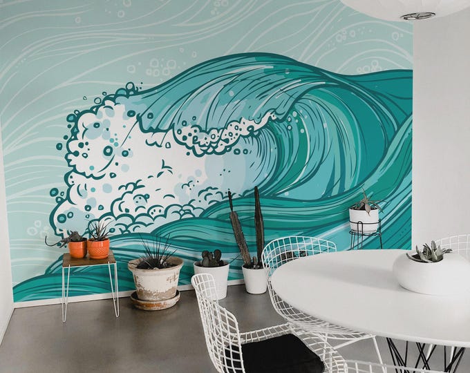 3D Waves Textured Wallpaper Wave Wall Sticker Wall Decoration Peel and ...