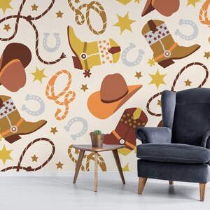 Western Removable Vinyl Mural / Peel and Stick Western Pattern ...