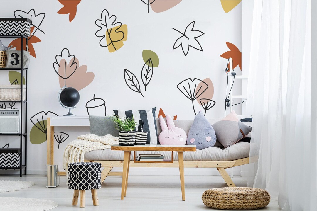 Acorn Removable Vinyl Mural / Peel and Stick Kids Pattern Wallpaper ...