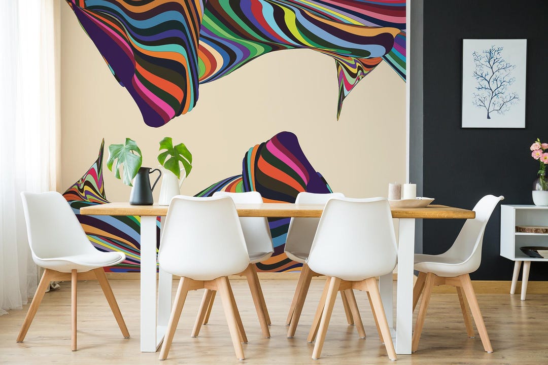 Psychedelic Abstract Form Removable Mural / Peel and Stick Abstract ...