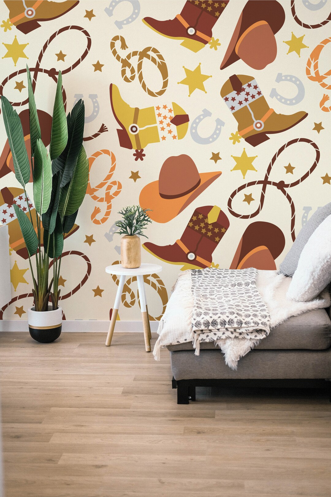 Western Removable Vinyl Mural / Peel and Stick Western - Etsy