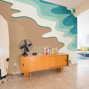 Beach Removable Vinyl Mural / Peel and Stick Seaside Pattern Wallpaper ...