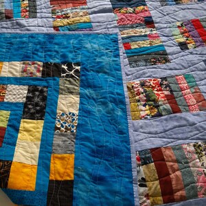 Patchwork Quilt, Handmade, Reversible, Colourful, Vibrant, Blues, Mauve ...