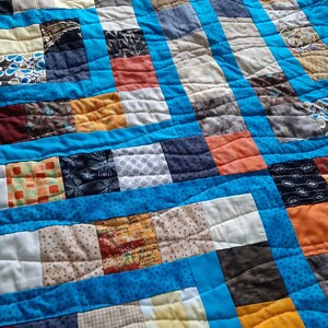 Patchwork Quilt, Handmade, Reversible, Colourful, Vibrant, Blues, Mauve ...