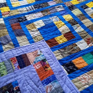 Patchwork Quilt, Handmade, Reversible, Colourful, Vibrant, Blues, Mauve ...