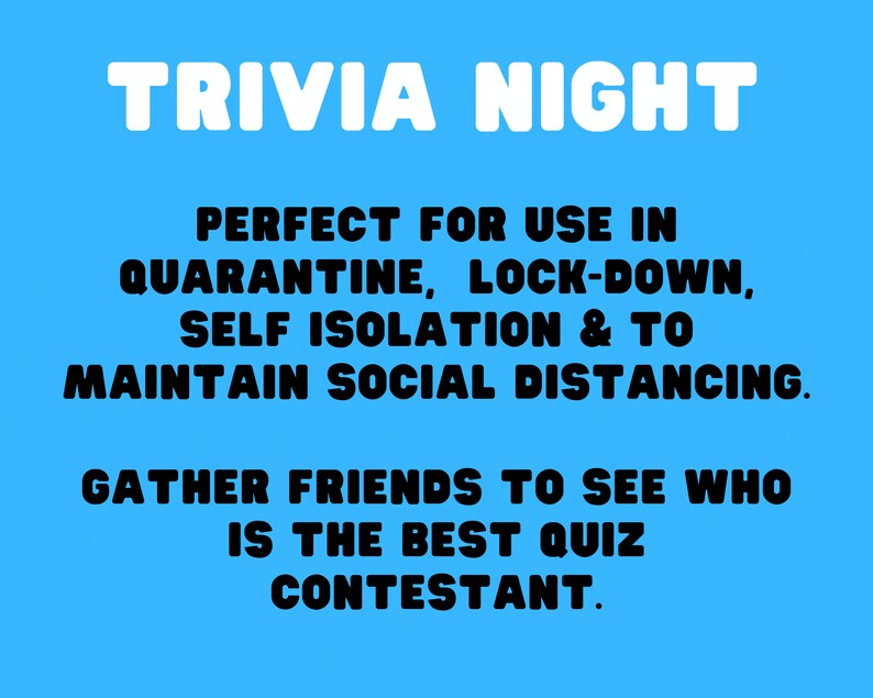 Quarantine Trivia Quiz for Kids Printable Quiz for Kids Children's Zoom ...