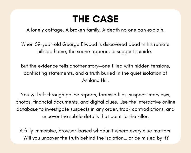 Interactive Digital Detective Game | Solve the Mystery | True Crime ...