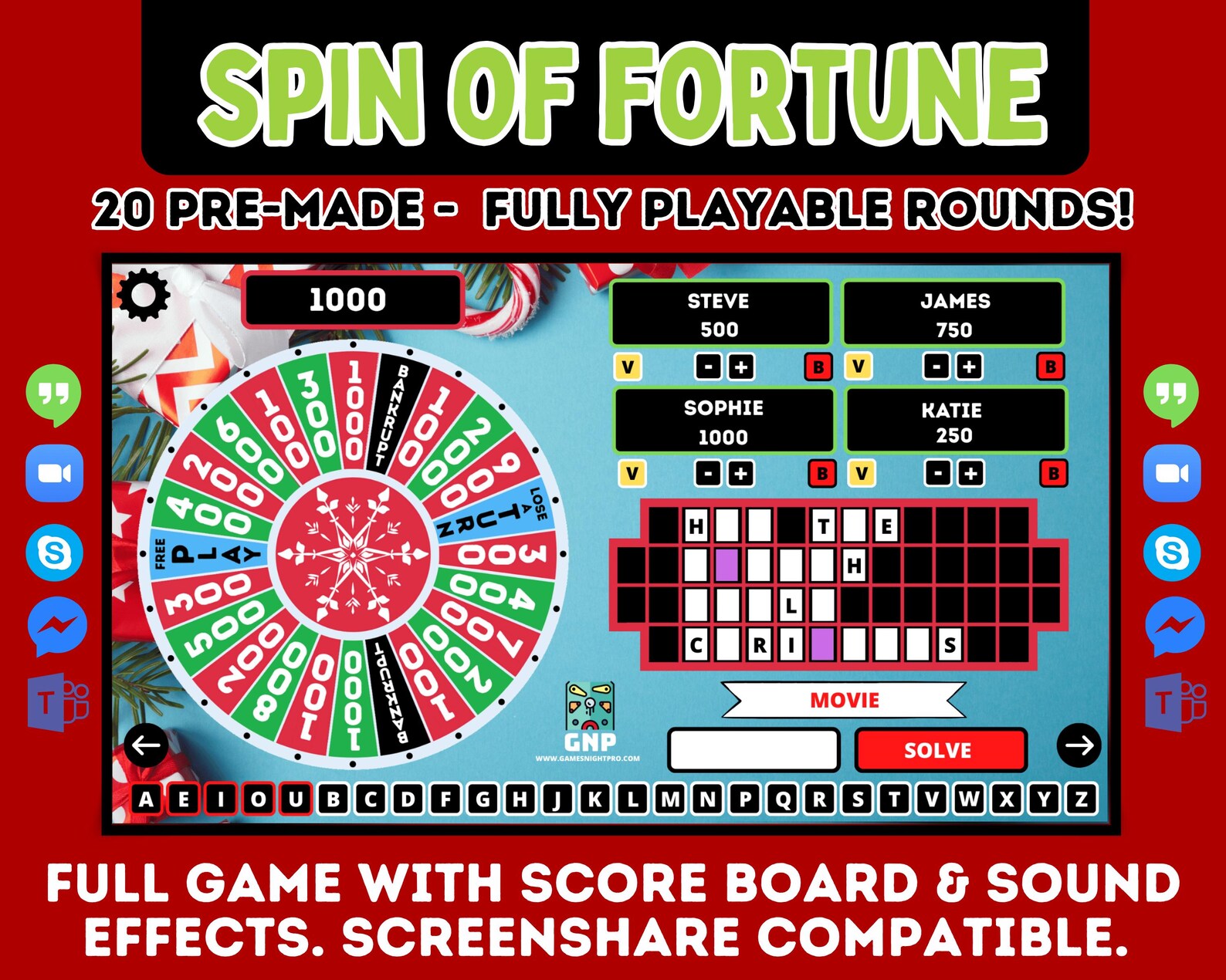 Christmas Wheel of Fortune Game: Virtual Party Game (digital Download ...