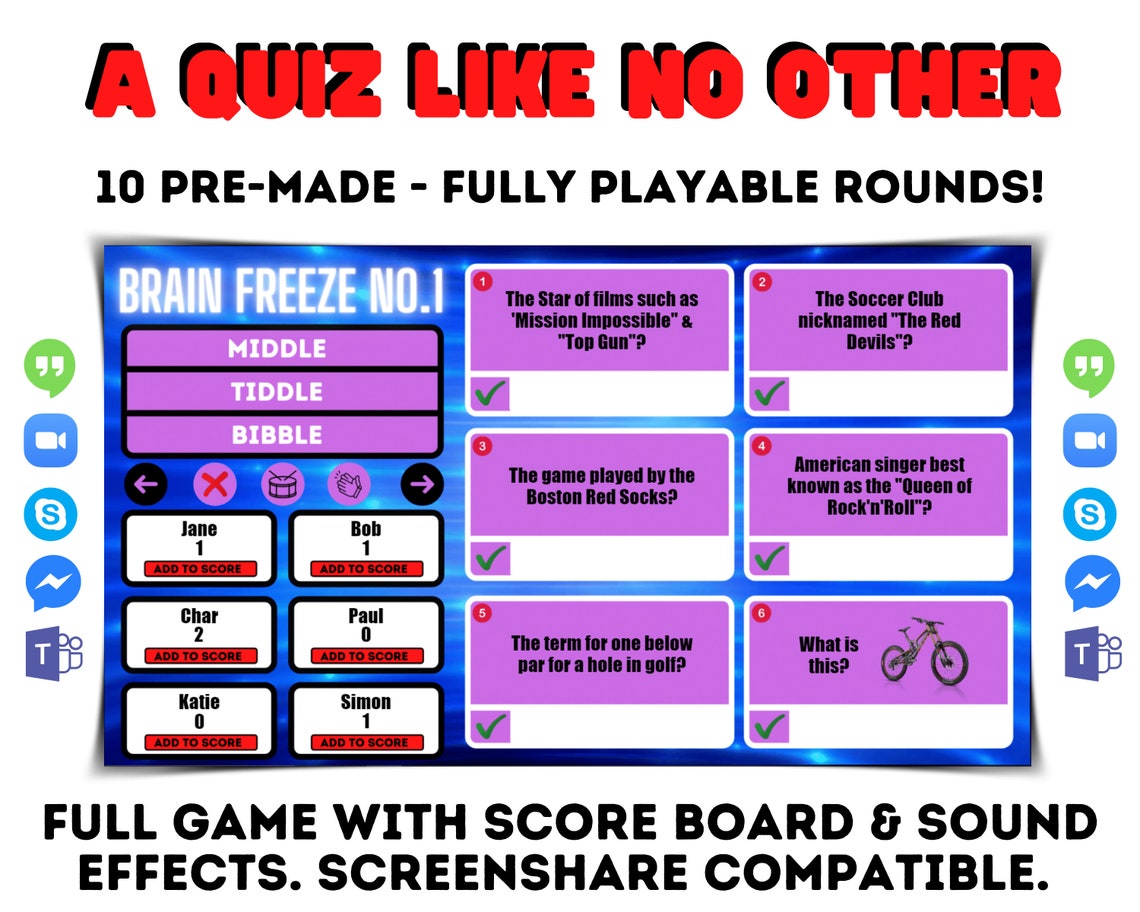 Virtual Screenshare Trivia Games Quiz Game Zoom Games - Etsy UK
