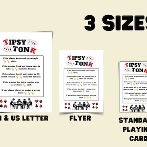 Tipsy Tonk Rules - Printable Drinking Tipsy Tonk Rules - Tonk Card Game ...