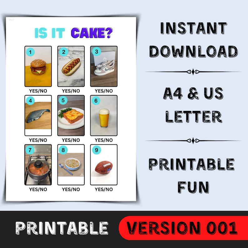 Is It Cake? Printable Picture Quiz: Trivia Game (PDF) - Etsy