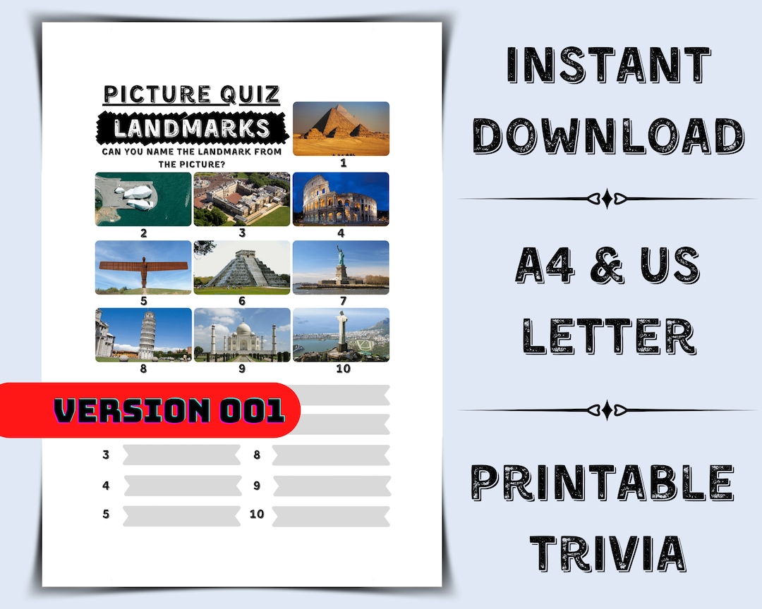 Landmarks Picture Quiz: Printable Trivia Game (PDF) - Etsy Australia