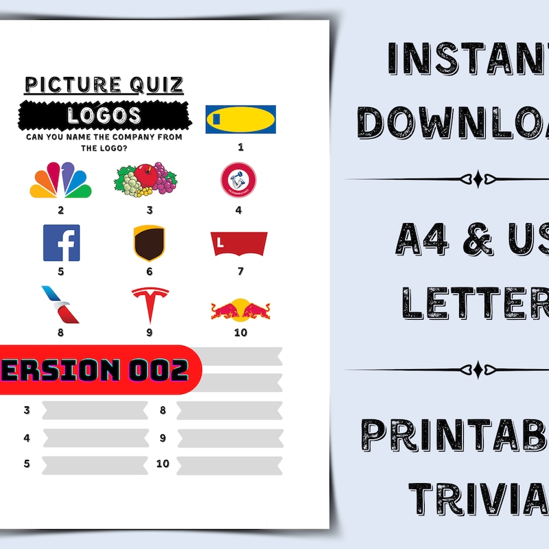 Printable Logo Quiz Kids - Etsy