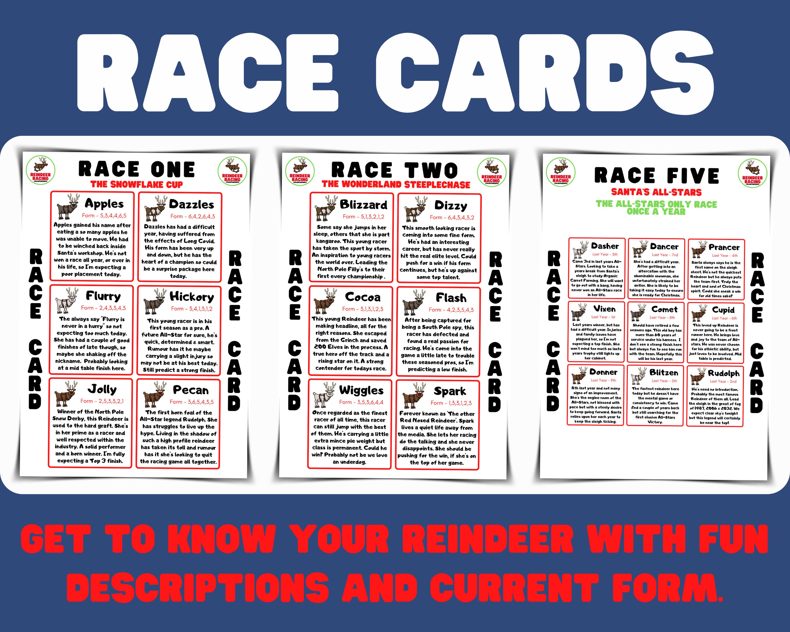 Reindeer Racing Family Christmas Game Christmas Party Game Classroom ...