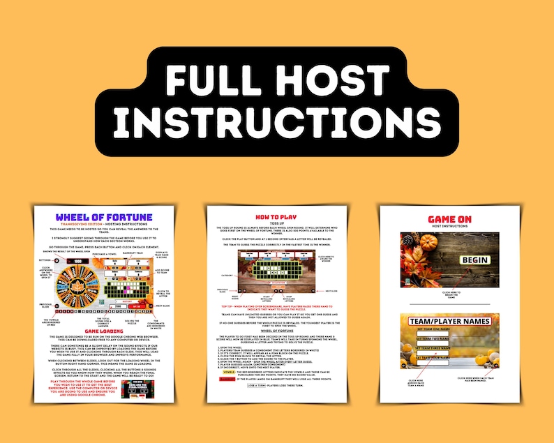 Thanksgiving Wheel of Fortune Game: Virtual Party Fun (digital File) - Etsy