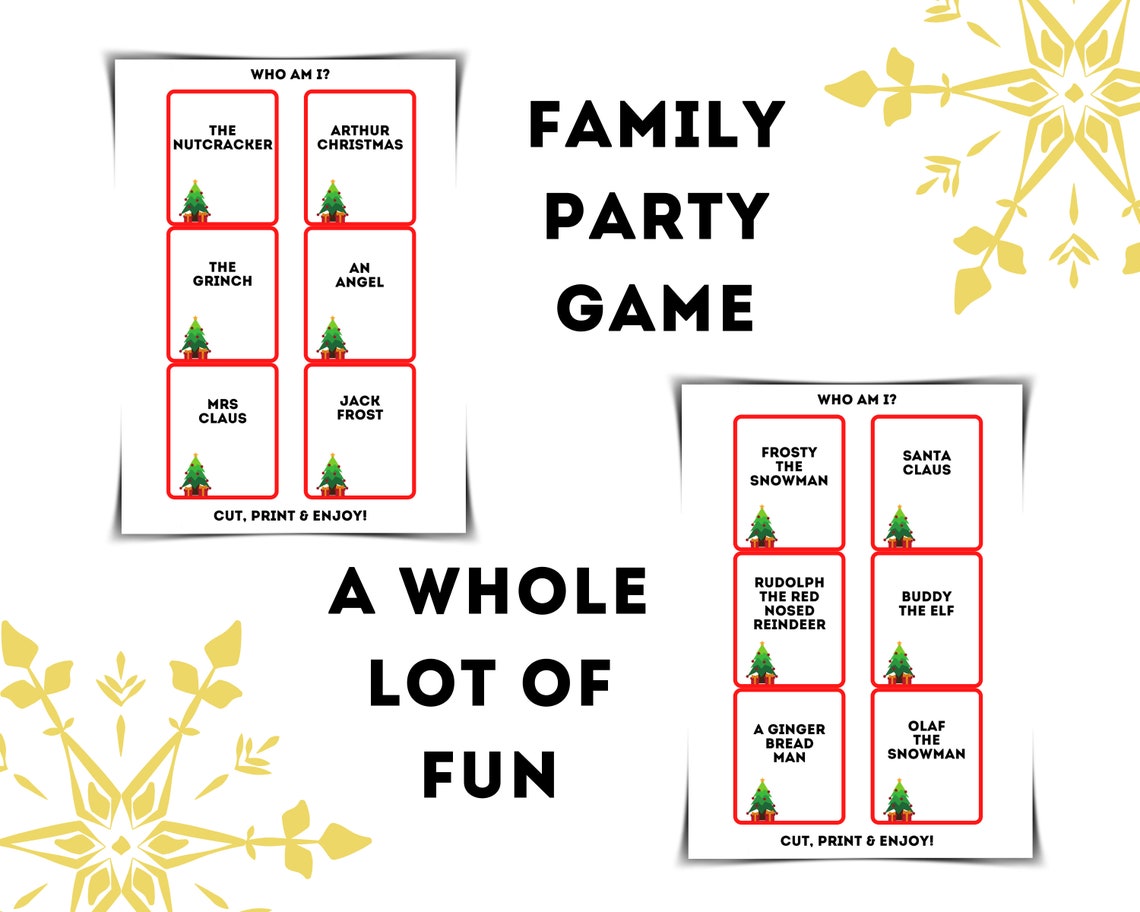 Christmas Who Am I Card Game Christmas Kids Games Christmas Party Game ...