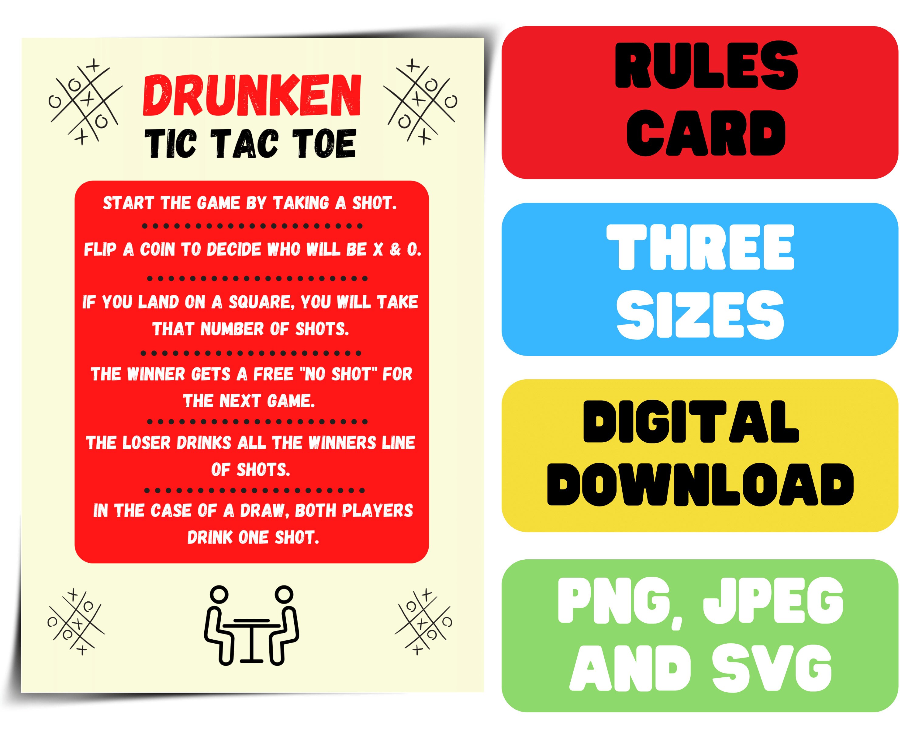 Drunken Tic Tac Toe Rules Printable Tic Tac Toe Rules Etsy Canada