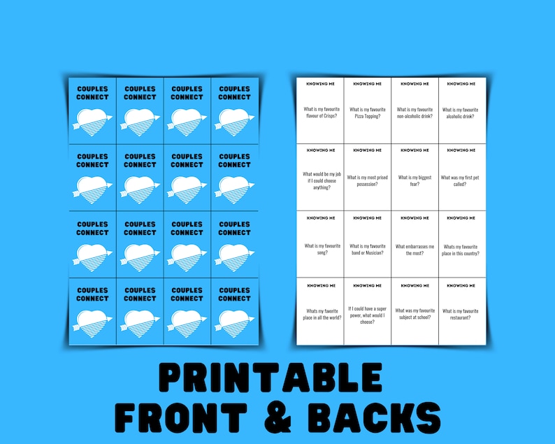 Printable Couples Card Game: Romantic Date Night Questions (digital ...