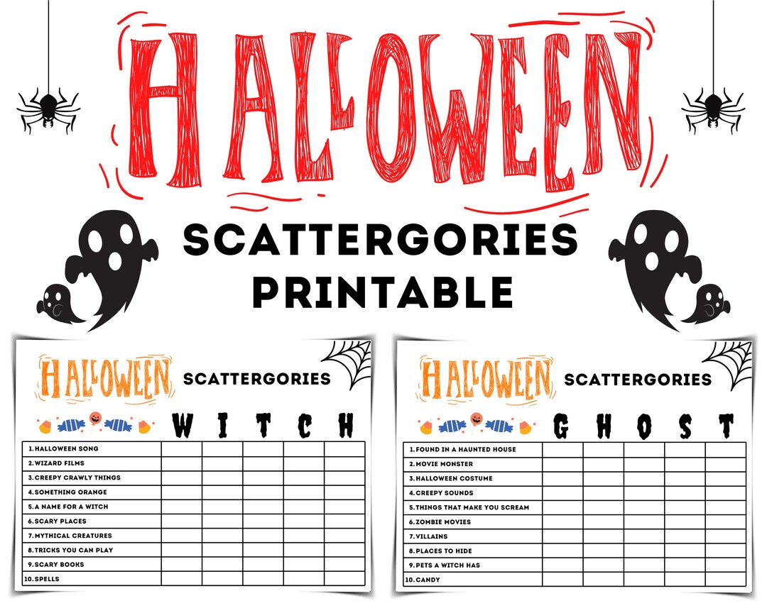 Halloween Scattergories Game: Printable Party Activity (digital ...